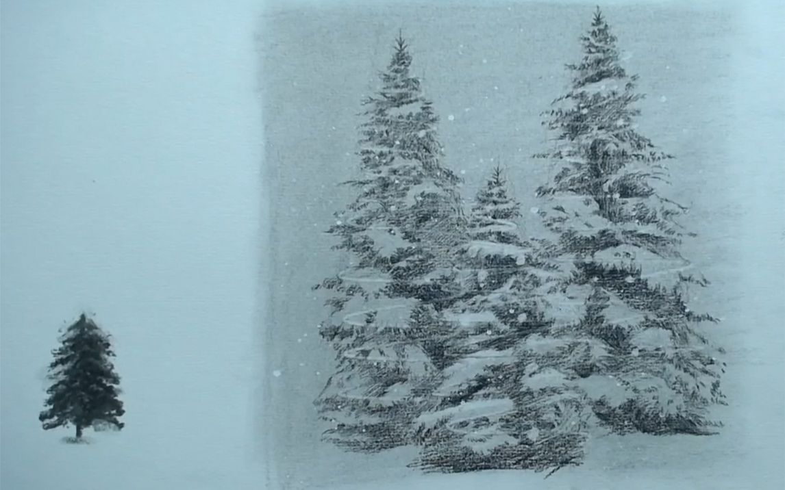 【素描教程】这波啊这波叫一家亲之圣诞树绘画教学