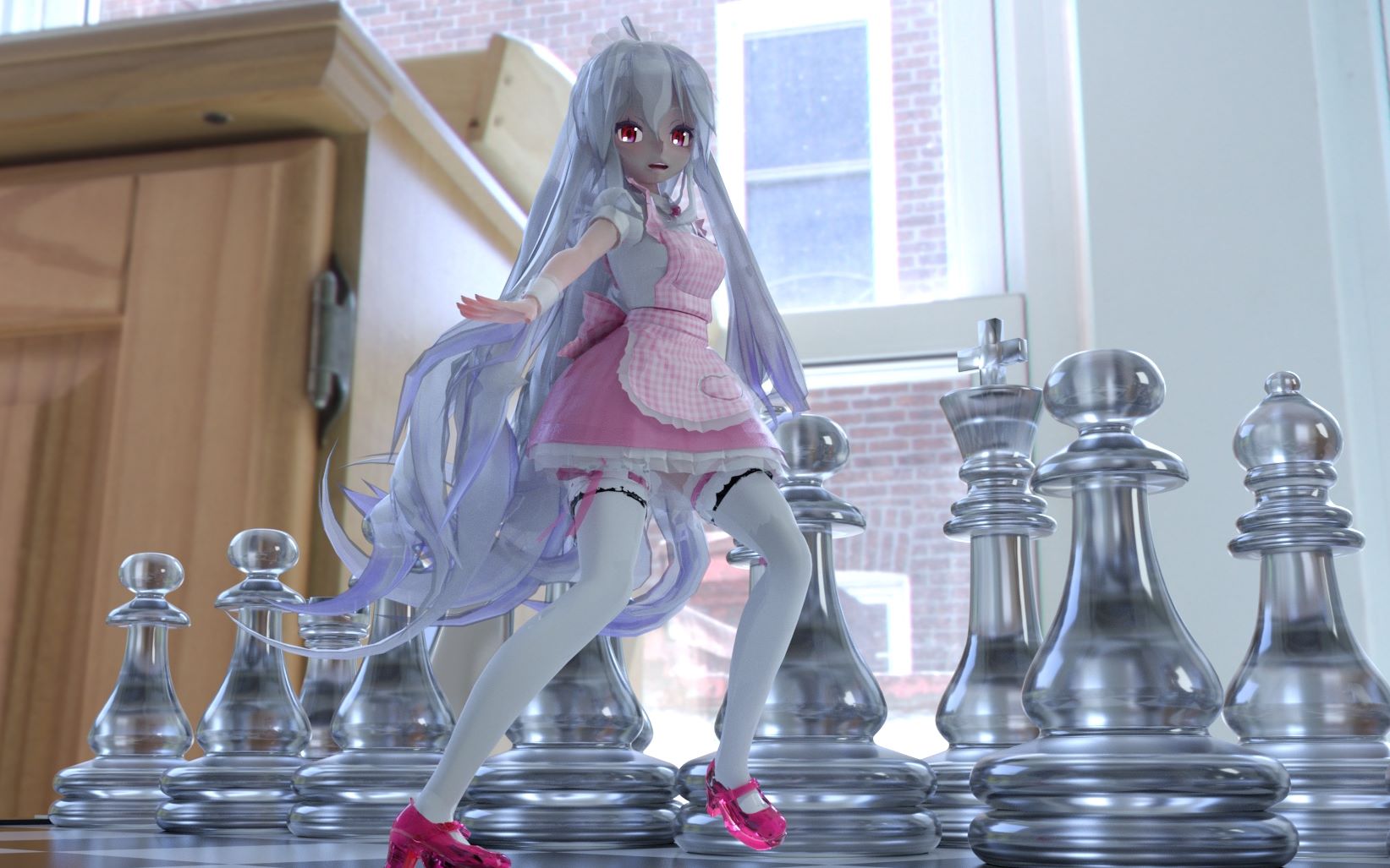 【C4D/MMD】棋盘上的女仆小弱音--与你同行【1080P/60帧】