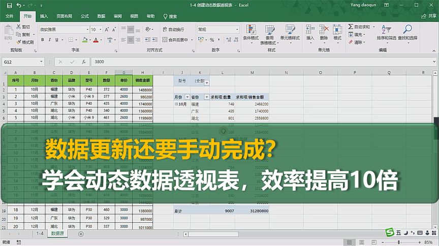 数据更新还要手动完成?学会创建动态数据透视表,效率提高10倍