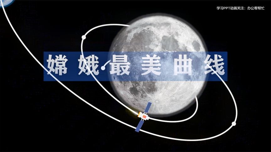嫦娥五号环月轨道飞行模拟ppt动画,期待嫦娥顺利软着陆月球