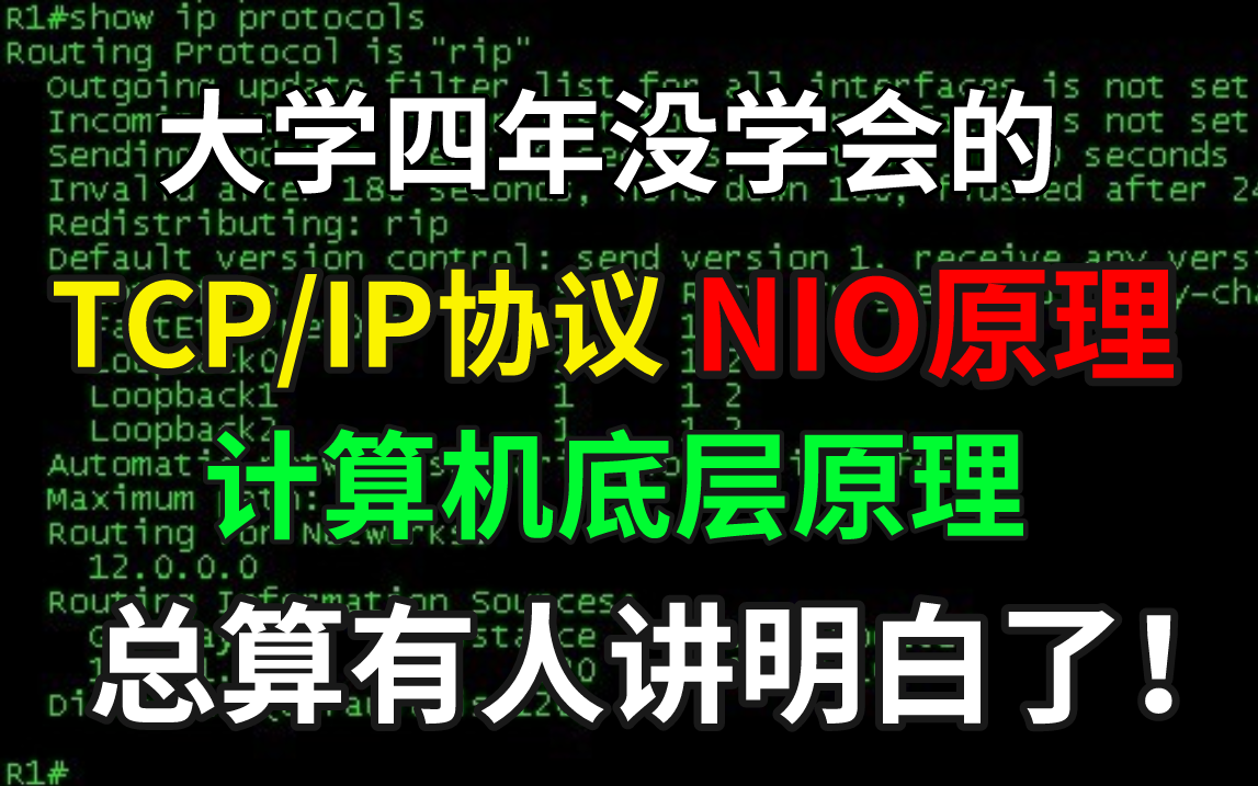 ...讲明白了!TCP/IP协议、IO、NIO原理、负载均衡、网络协议、Linux...