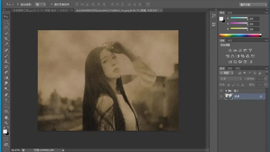 三分钟PS效果:如何制作一张怀旧的老照片,处理方式很简单!