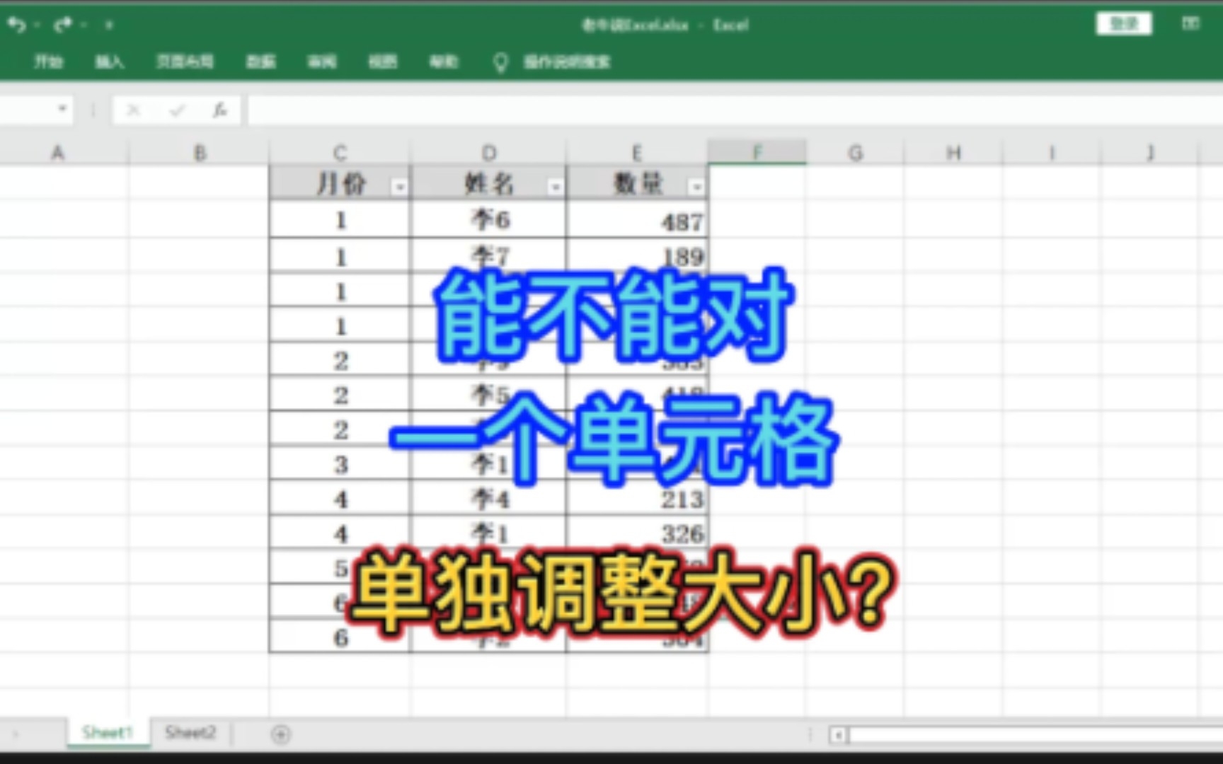 能不能对一个单元格单独调整大小?