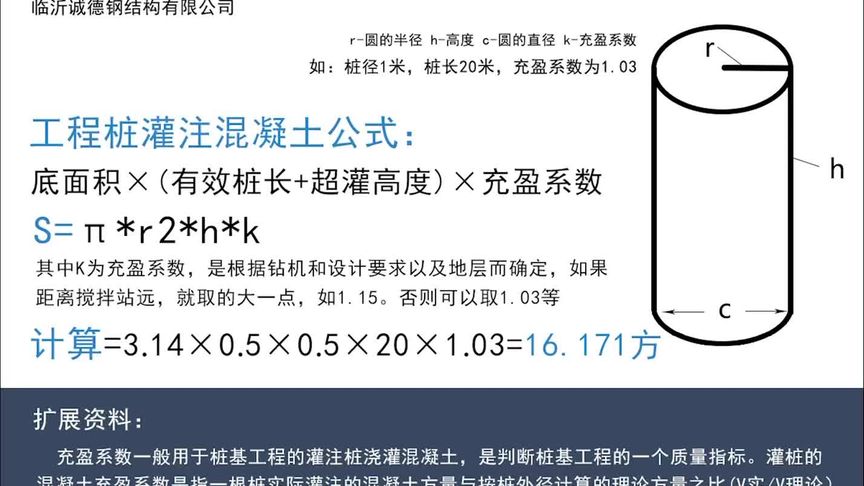 灌注桩混凝土计算公式#混凝土方量 #工程造价 #建筑工地