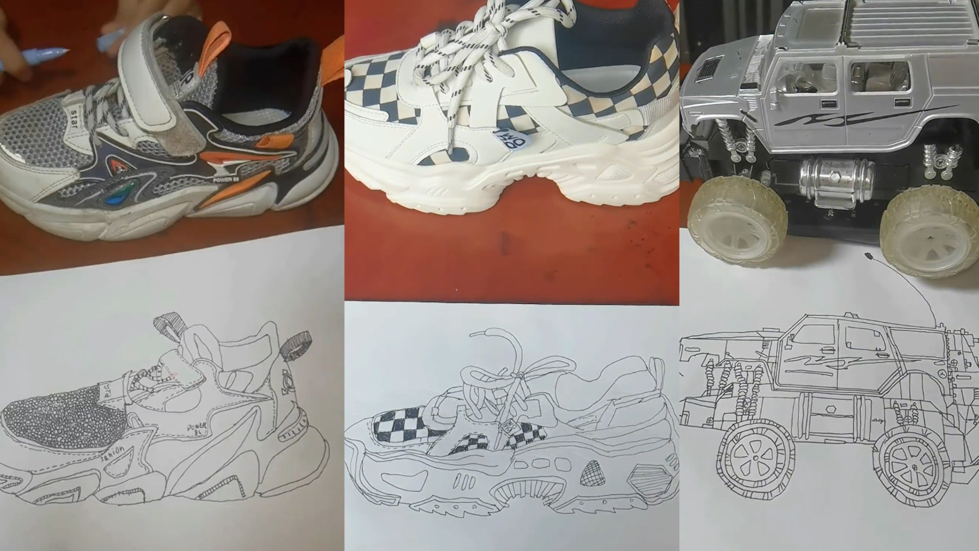 8岁男孩照着鞋子手绘作画,笔法流畅立体感十足,作画速度更惊艳