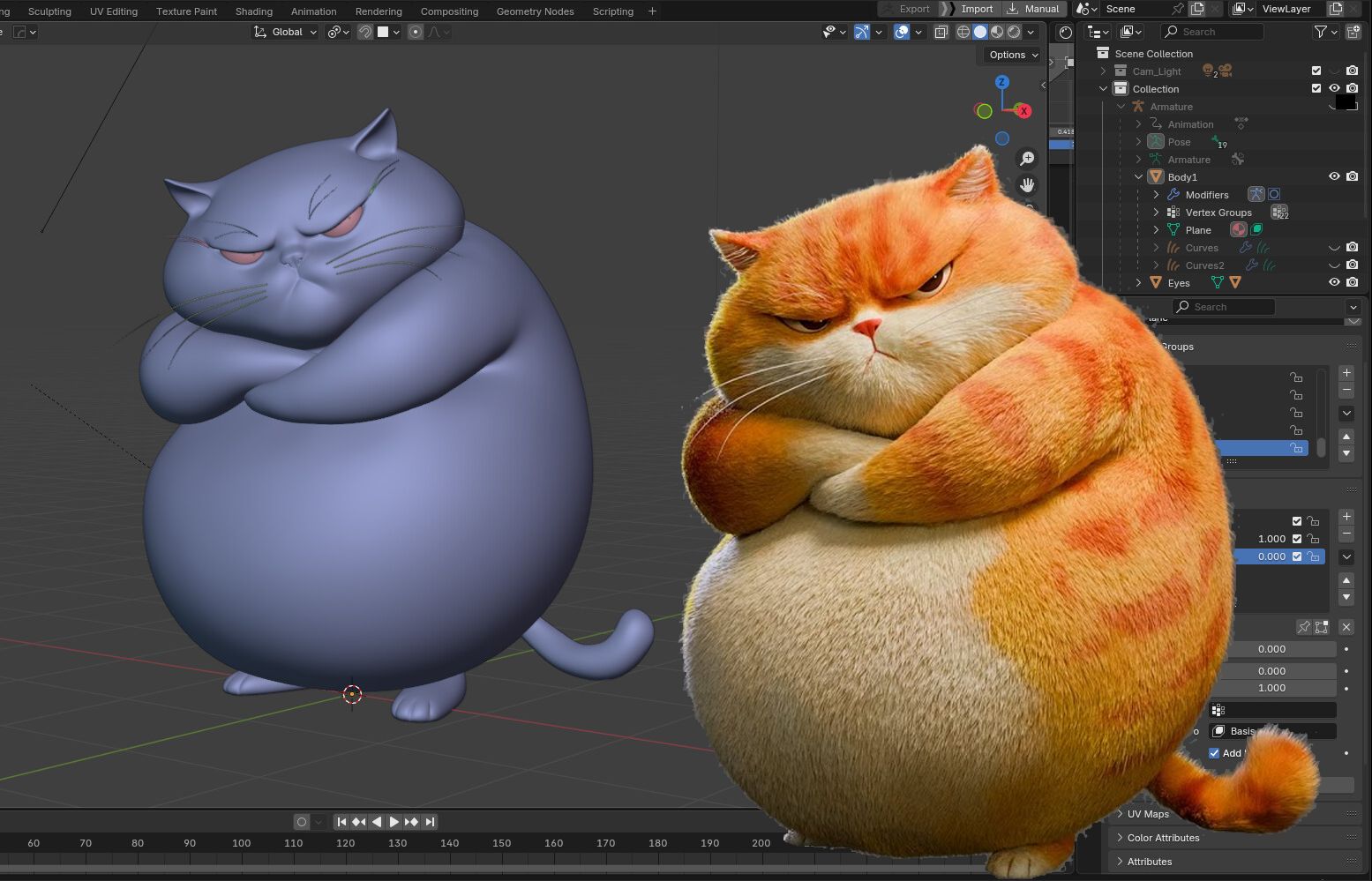 【Blender】傲娇小肥猫案例-建模全流程