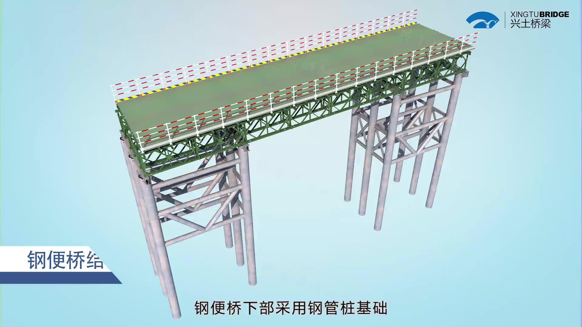 兴土桥梁-金温货线避险改建工程钢便桥动画