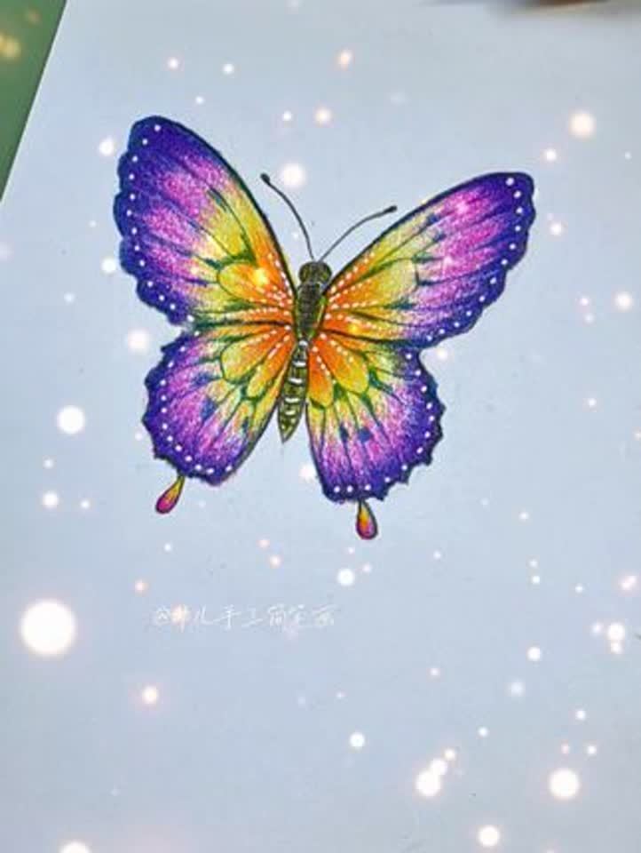 跟我这样画蝴蝶简单又好看 #彩铅画 #蝴蝶 #原创手绘 #零基础学画画 #...