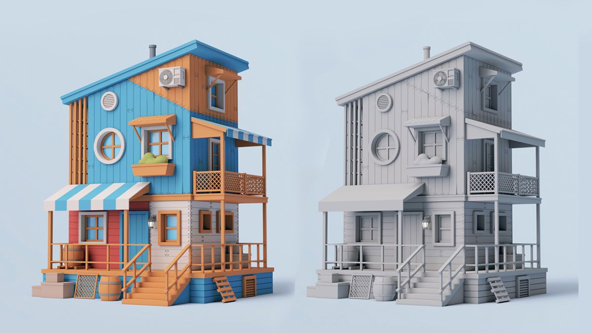 【3DMAX场景建模】卡通小楼房模型制作,0基础建模思路讲解