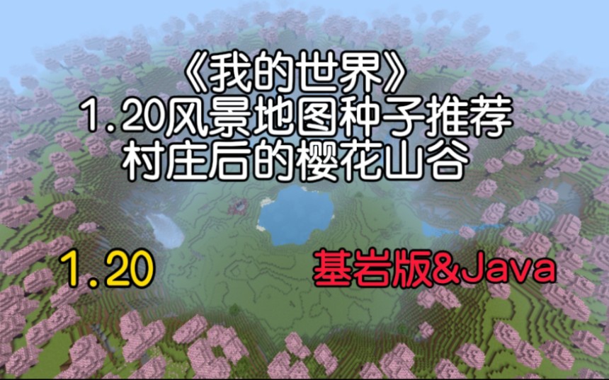 我的世界篇-1.20风景地图种子推荐,村庄后的樱花山谷湖_我的世界