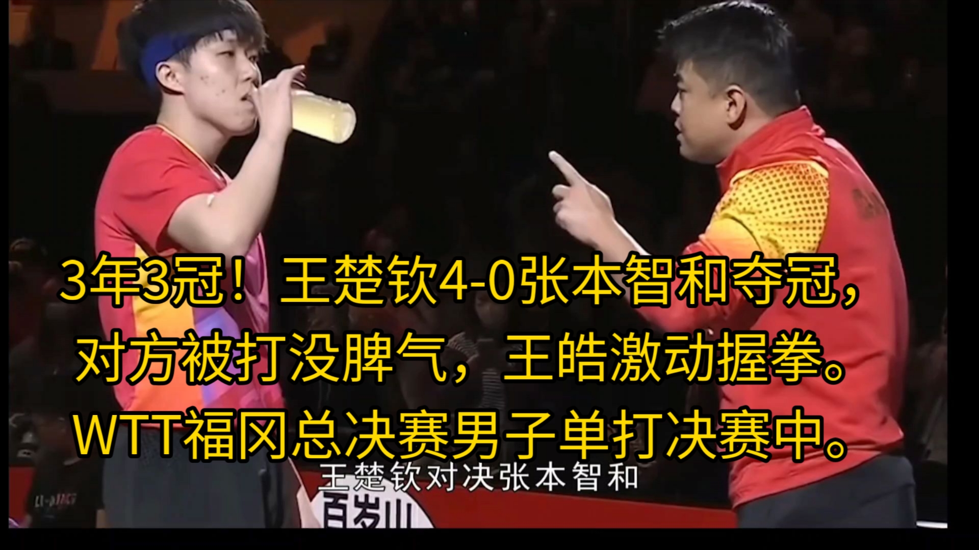 3年3冠!王楚钦4-0张本智和夺冠,对方被打没脾气,王皓激动握拳。WTT...