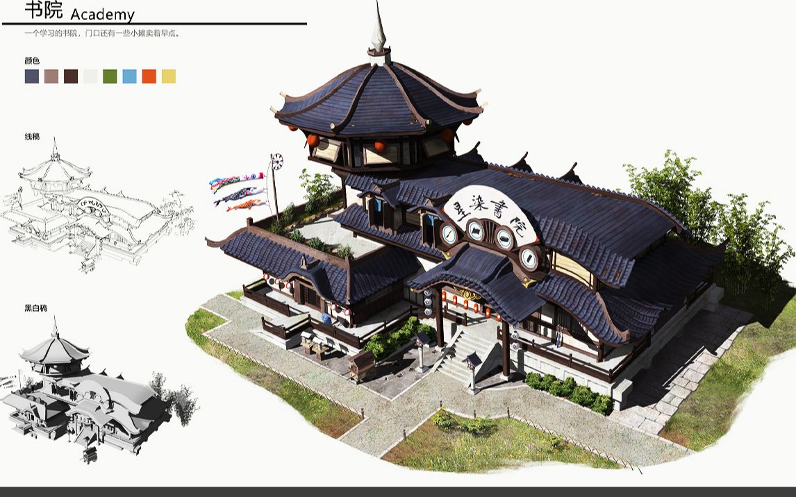 【3Dmax场景建模】古风带瓦片效果建筑物模型制作,零基础建模案例...