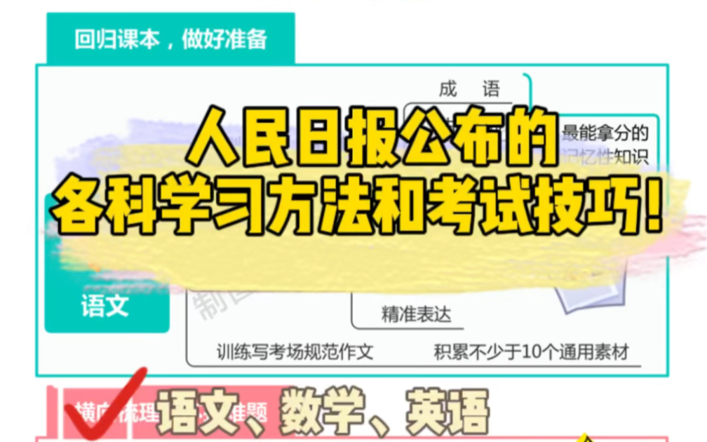 各学科学习方法和考试技巧,建议收藏学习