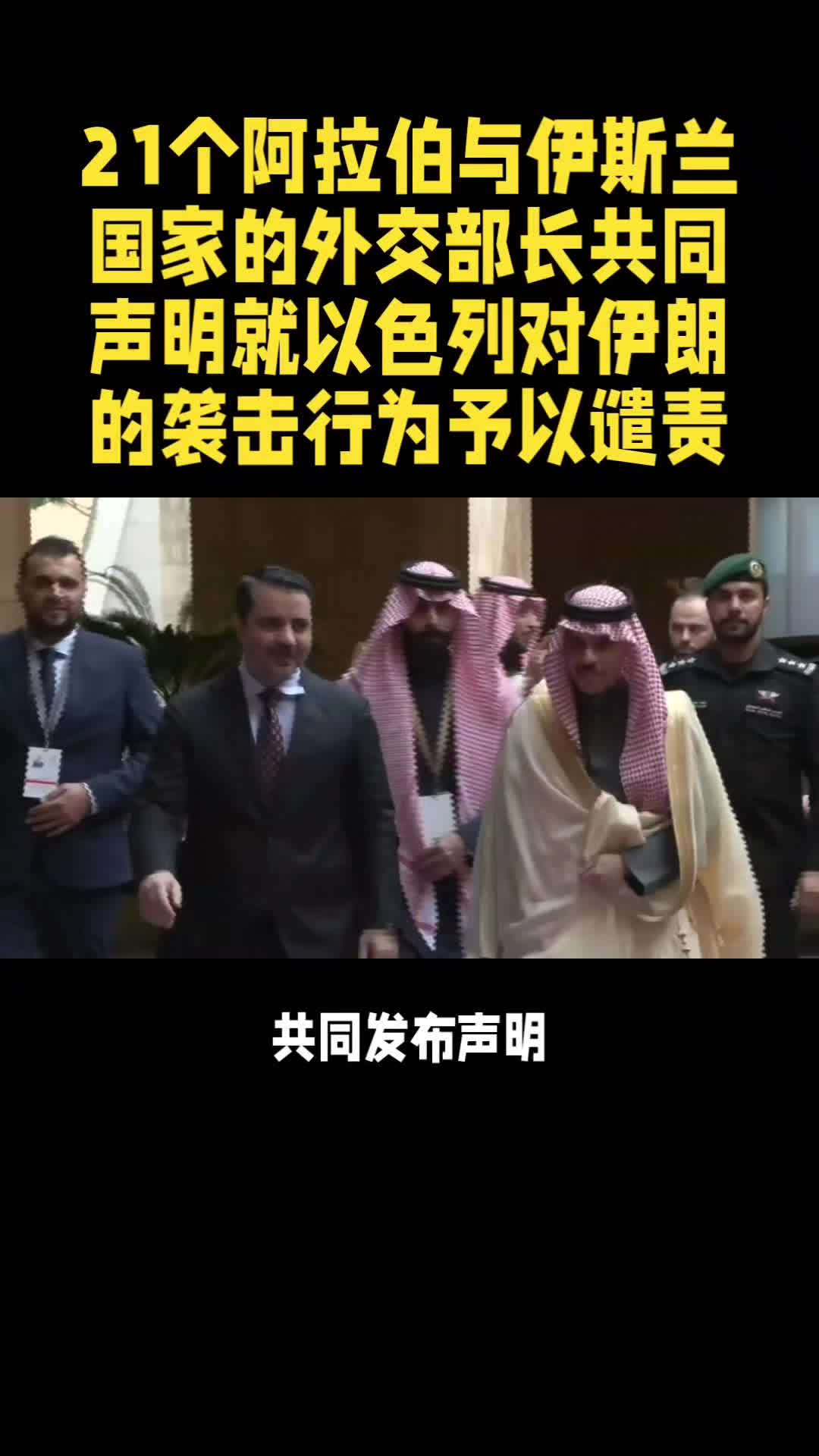 21个阿拉伯与伊斯兰国家的外交部长声明就以色列对伊朗袭击谴责@...