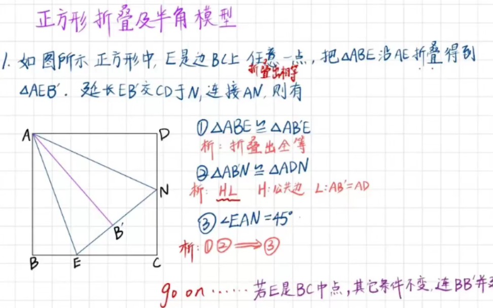 学霸笔记初中几何模型之正方形折叠,半角模型变形,学好模型做题提速,...