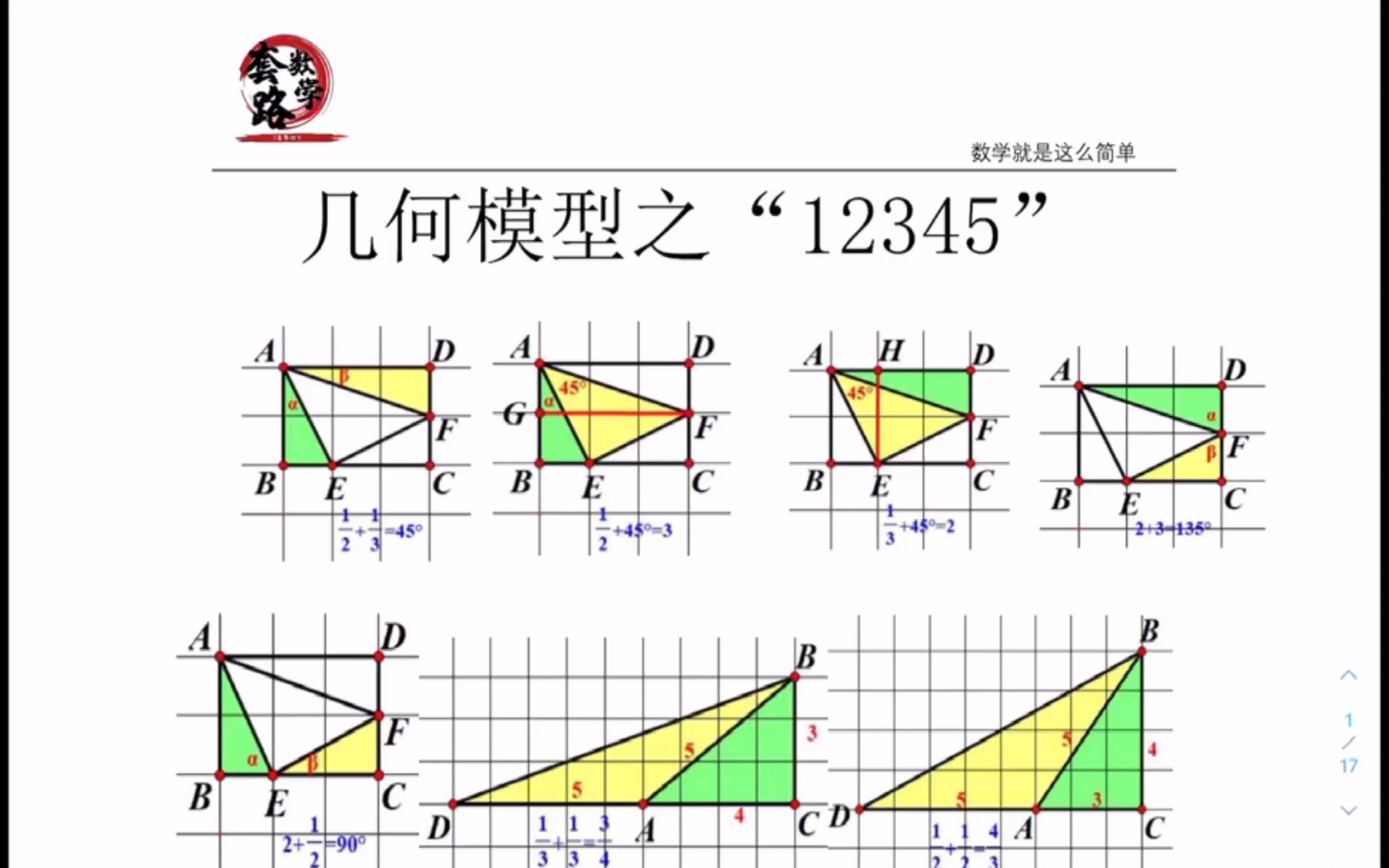 你所不知道的中考压轴题数学模型-12345模型