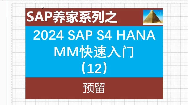 2024 SAP S4 HANA MM快速入门12 预留 SAP MM SAP PP SAP SD ...