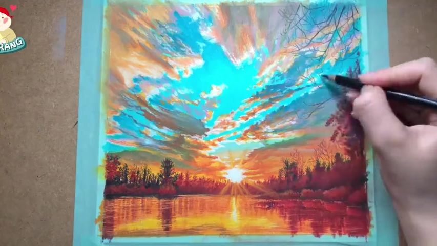 用油画棒画一幅超美的风景画,有油画棒的赶快学习来吧