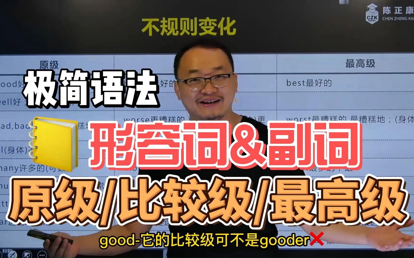 词法|形容词和副词的原级、比较级、最高级【陈正康极简语法】