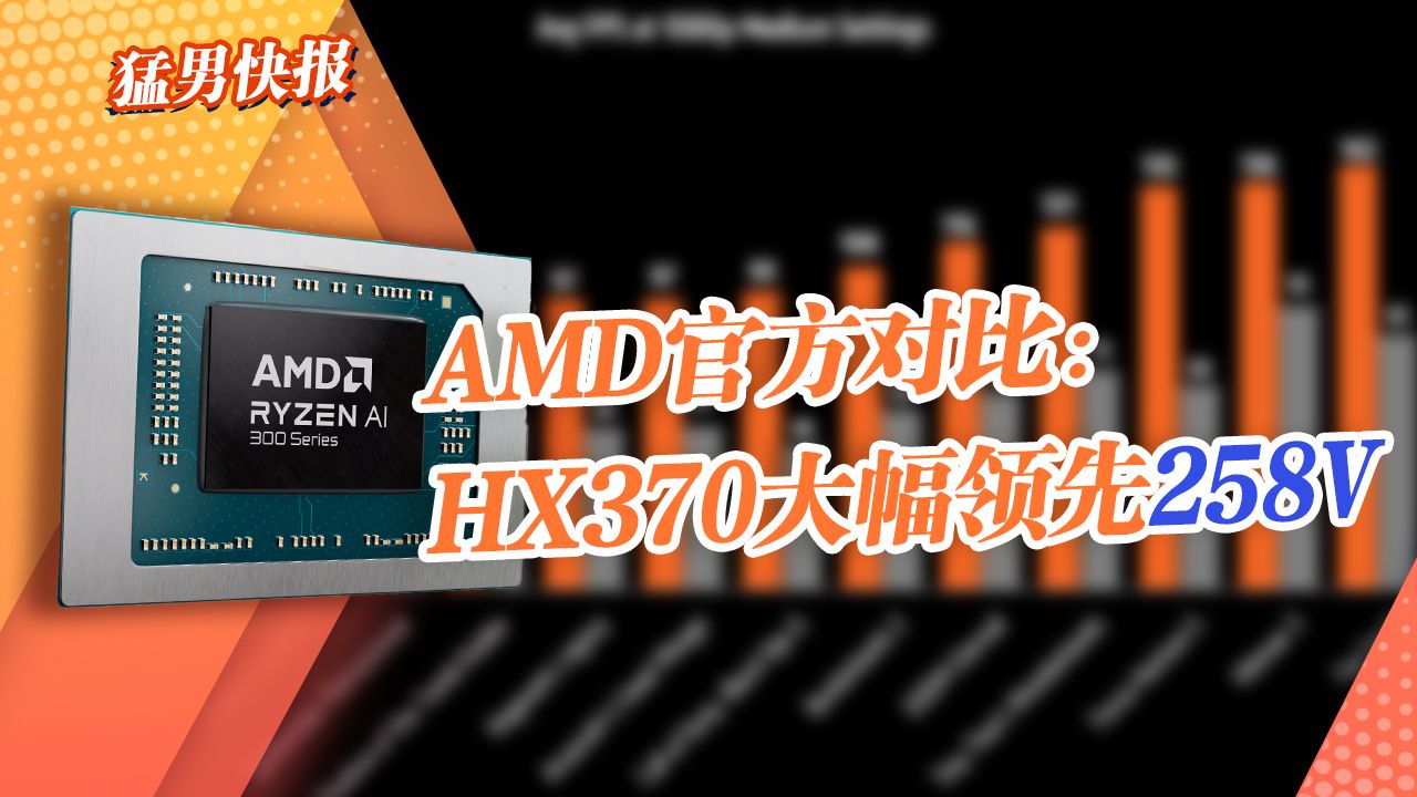 【猛男快报】AMD官博发文:HX370核显游戏性能领先友商258V达75%
