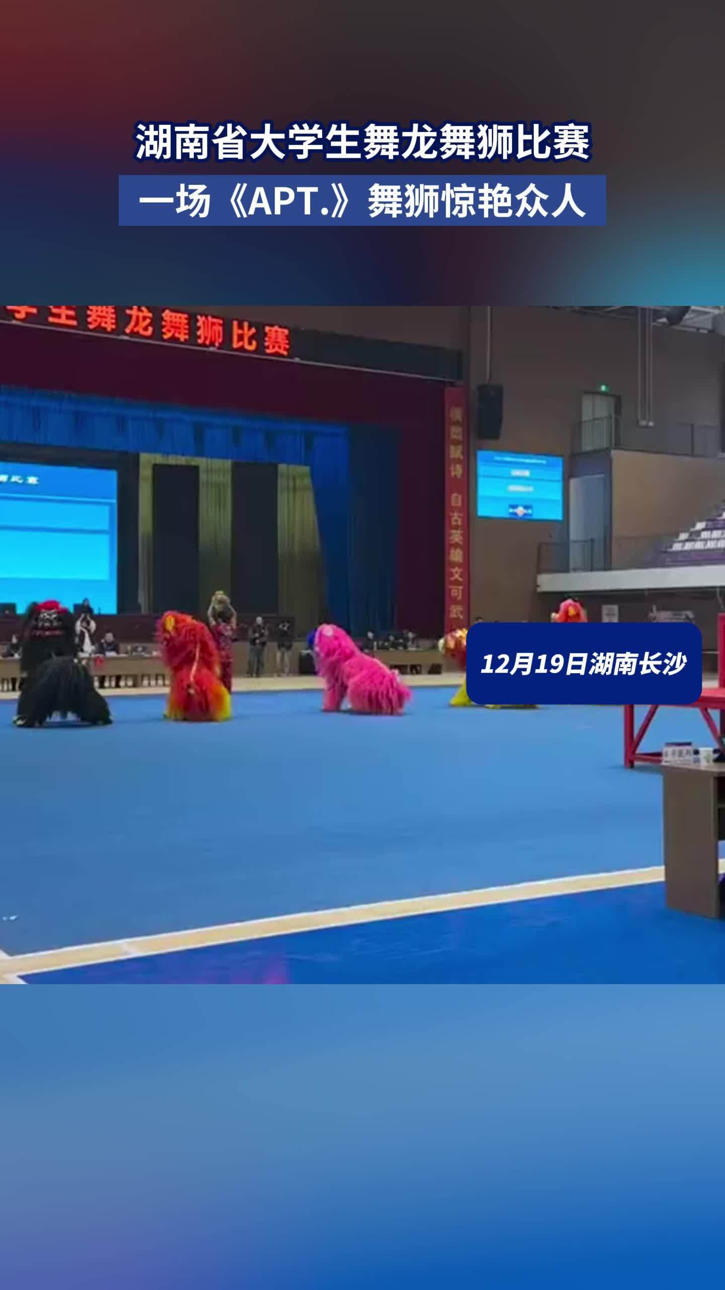 湖南省大学生舞龙舞狮比赛,一场《APT.》舞狮惊艳众人