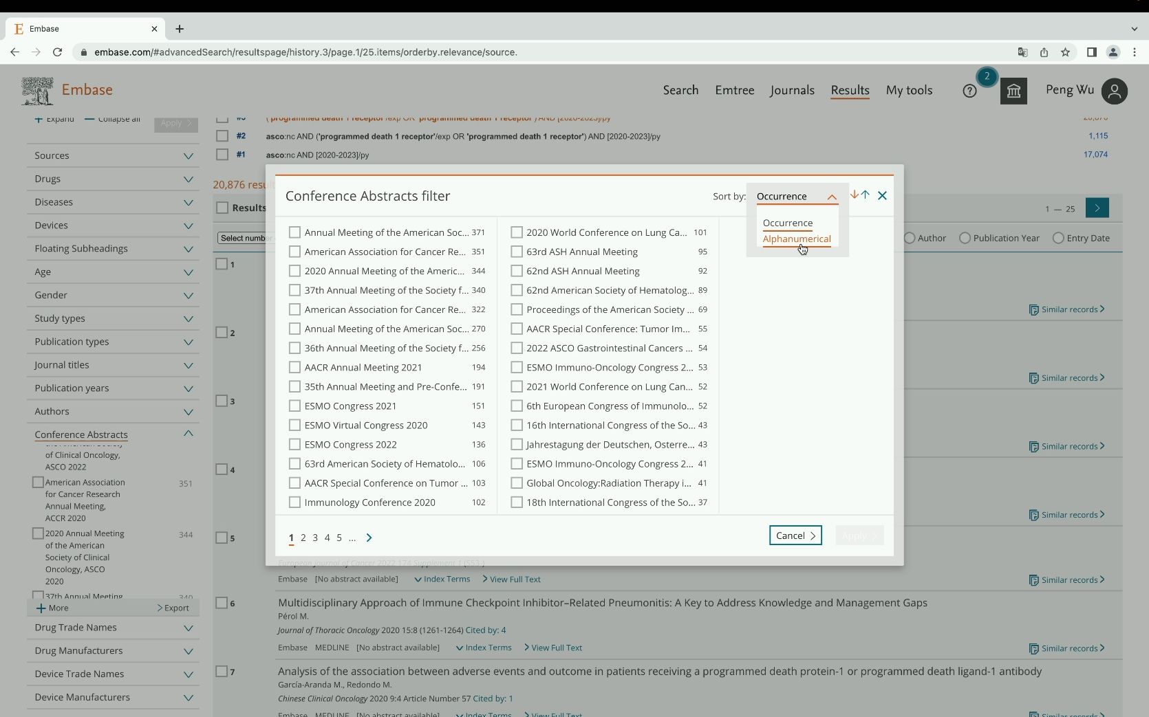 embase中会议文献的检索