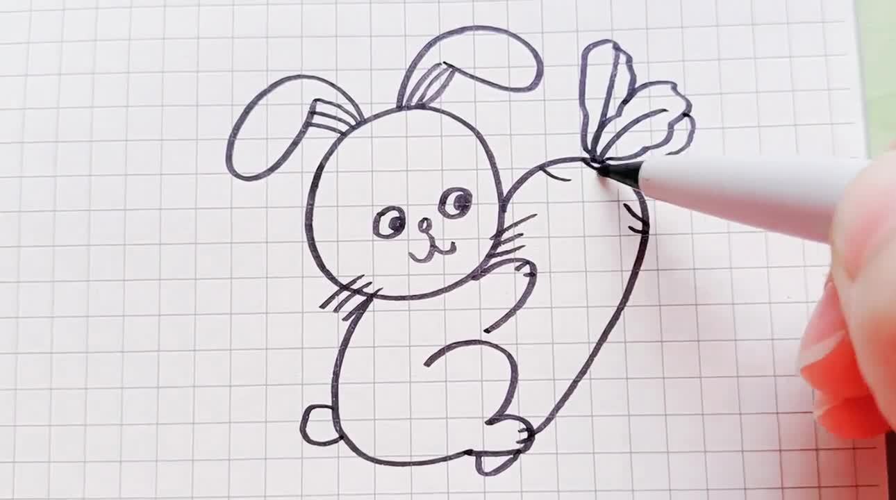 这样画兔子太可爱了,亲子简笔画教学!