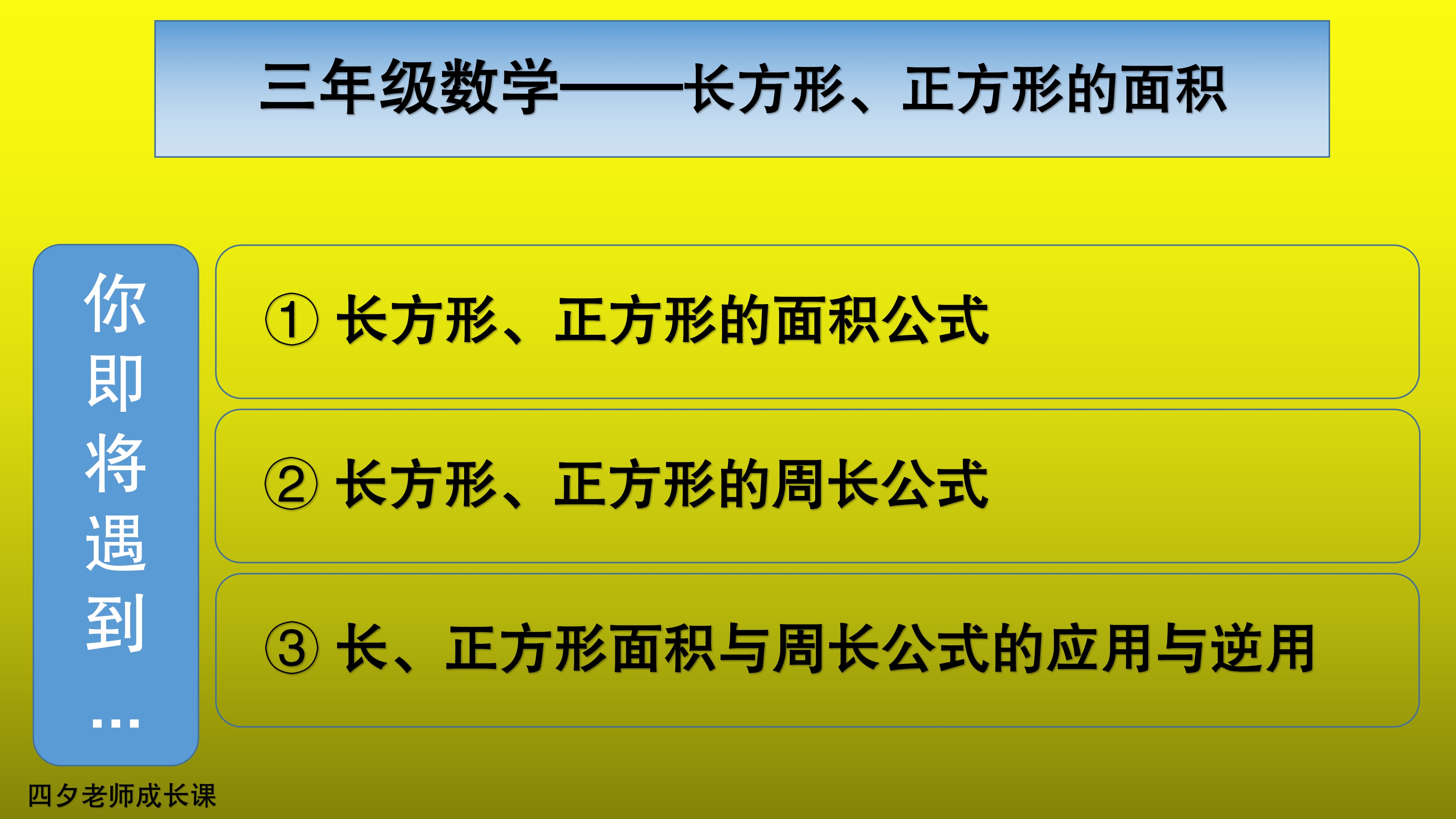 三年级数学:长、正方形的周长、面积公式(知识清单)