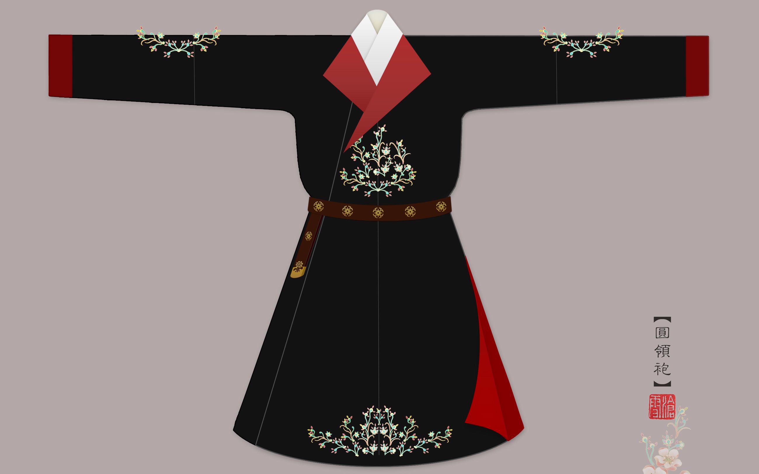 【泱雪客栈】{寻霖}为汉服圆领袍、齐胸形制设计的小图案绘画过程~