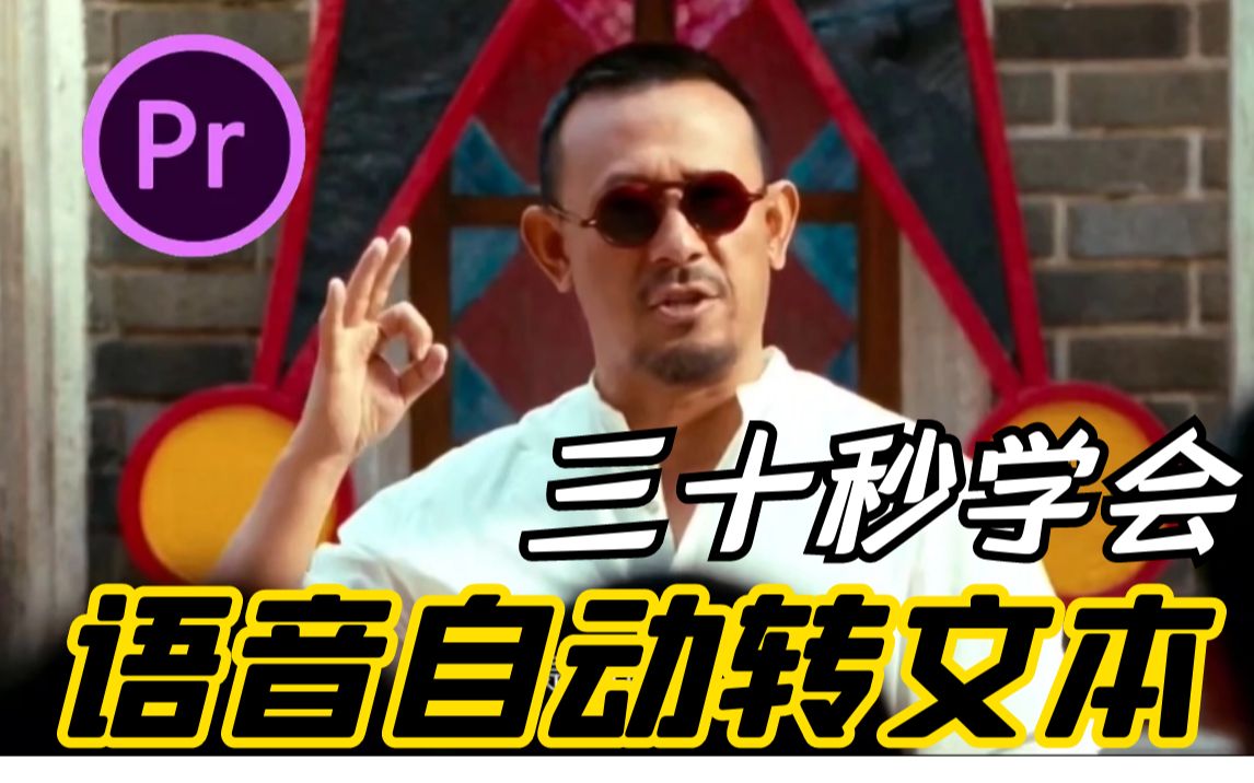 【pr】三十秒教会你怎么用pr语音转文本,做字幕