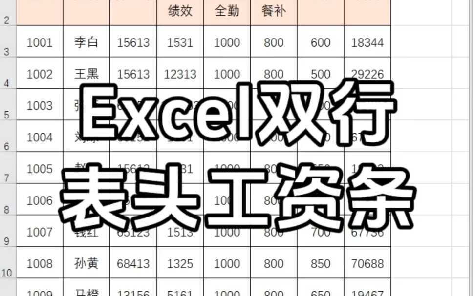Excel双行表头工资条批量制作