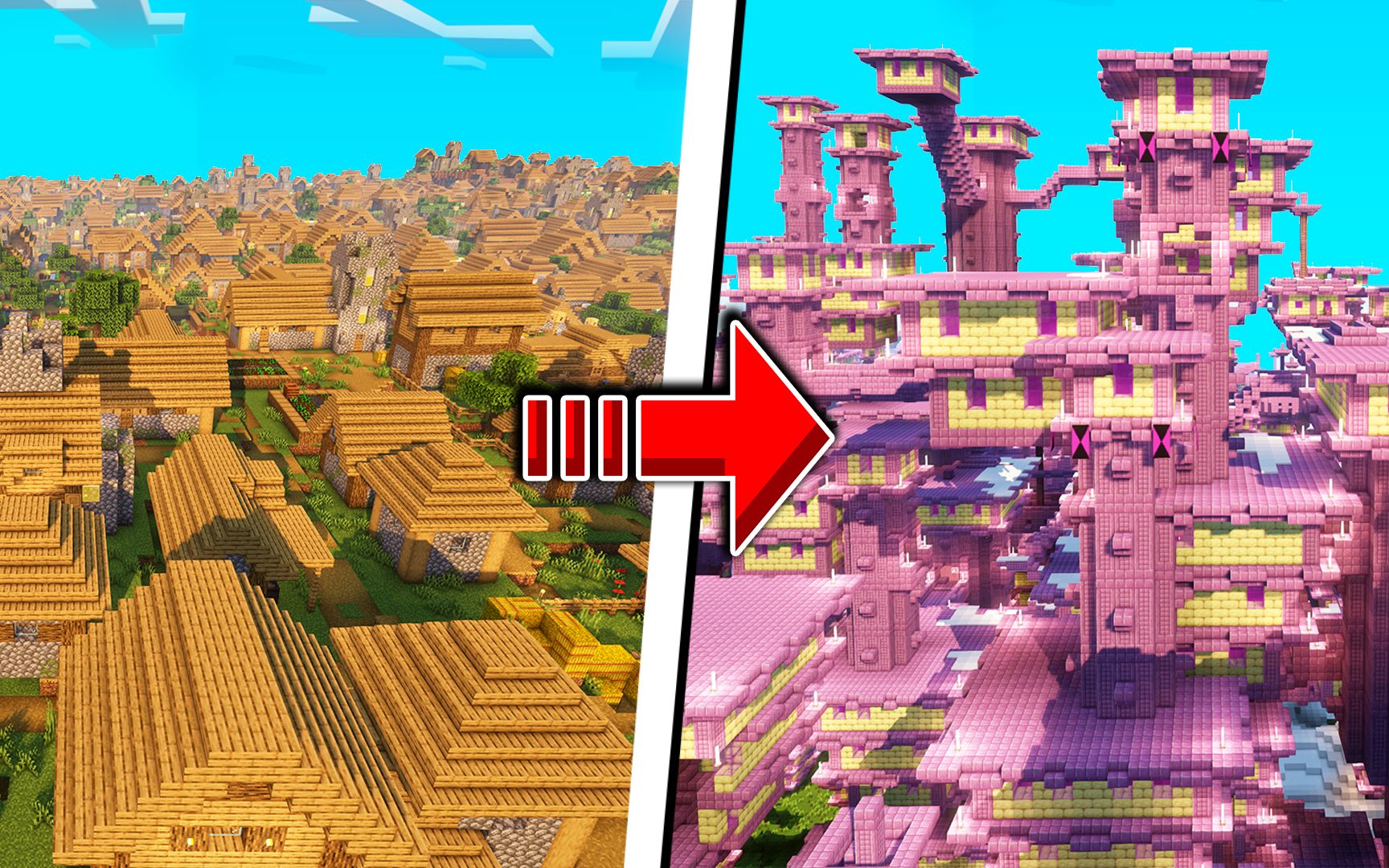 我的世界:把建筑结构复制10000份后?_游戏热门视频