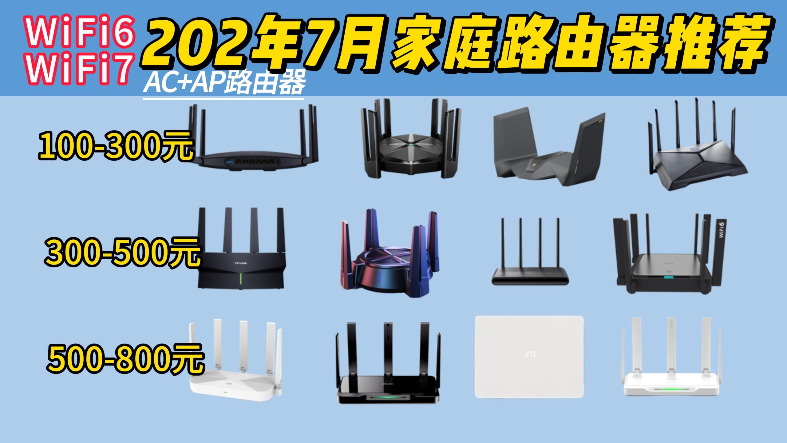 2024年7月家庭网络选购指南,穿墙路由器怎么选?(WiFi6、WiFi7、AC+...
