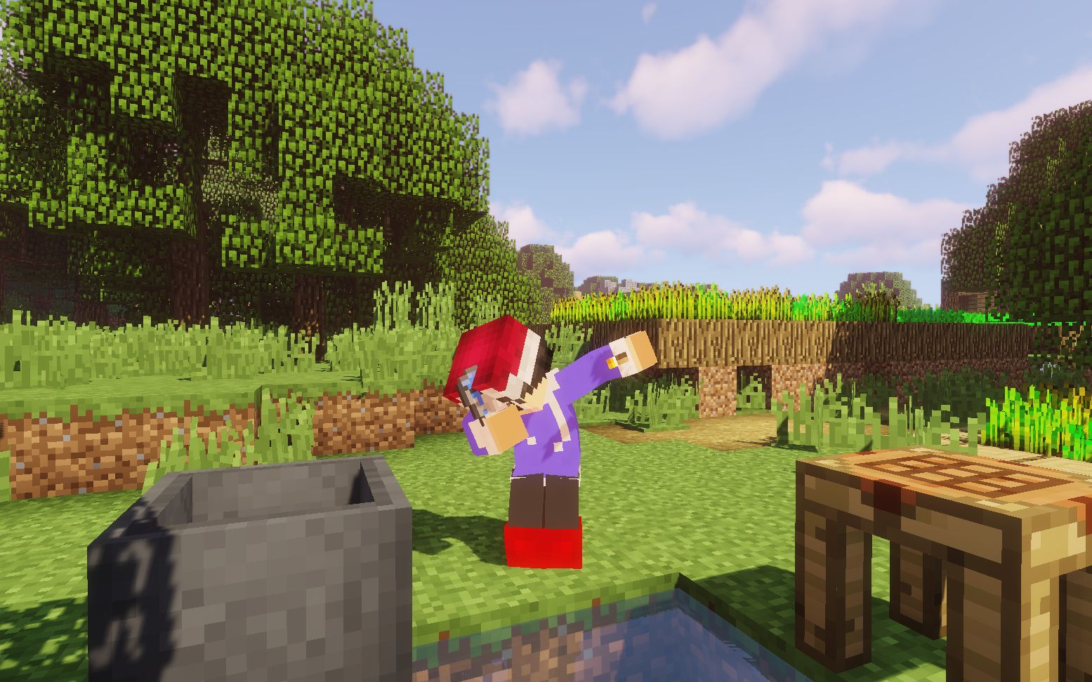 [minecraft]如何用一桶水做出无限水