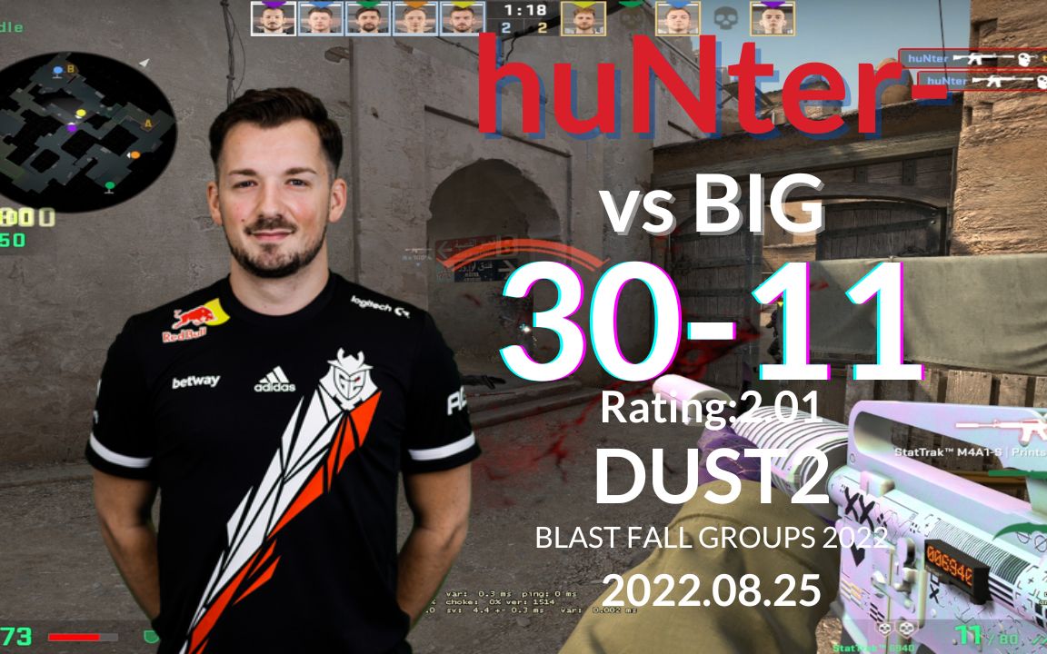 G2ߔ� huNter- ߔ� (30-11) 对阵 BIG (DUST2) @ BLAST秋季小组赛...