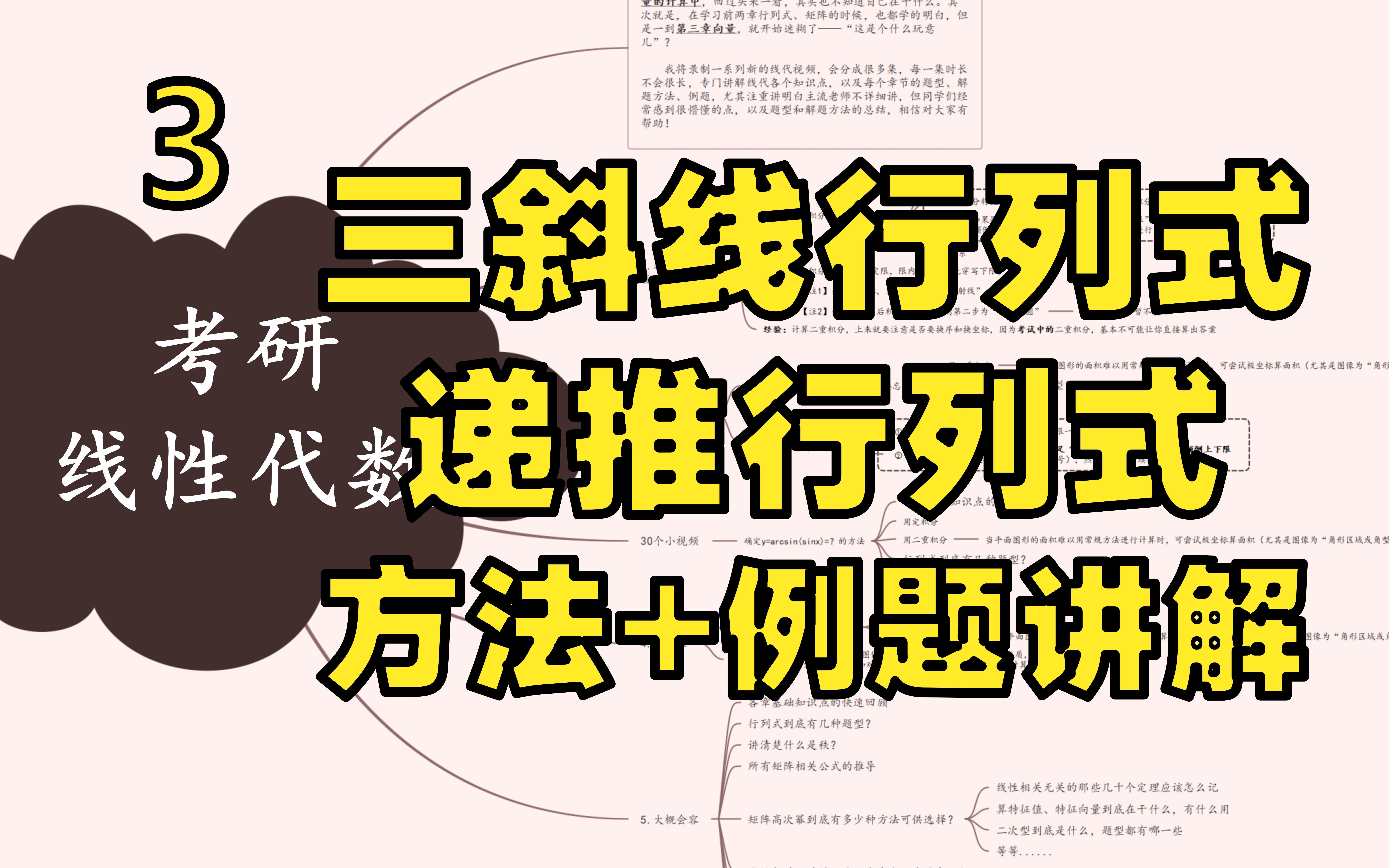 三斜线行列式?递推行列式?行列式解题方法补充例题讲解,思维导图...