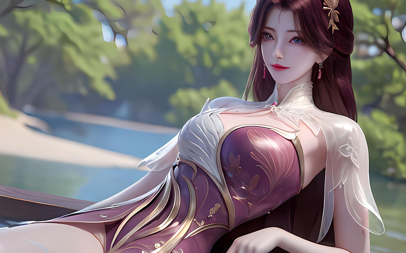 AI-云曦-完美世界帝后在仙境沐浴。