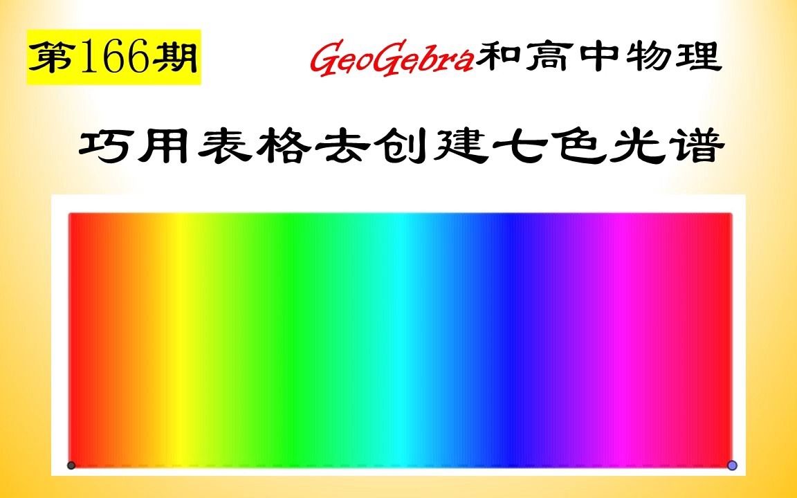 【166】GeoGebra辅助物理教学(夏令营II)一用表格区创建七色光谱2.0