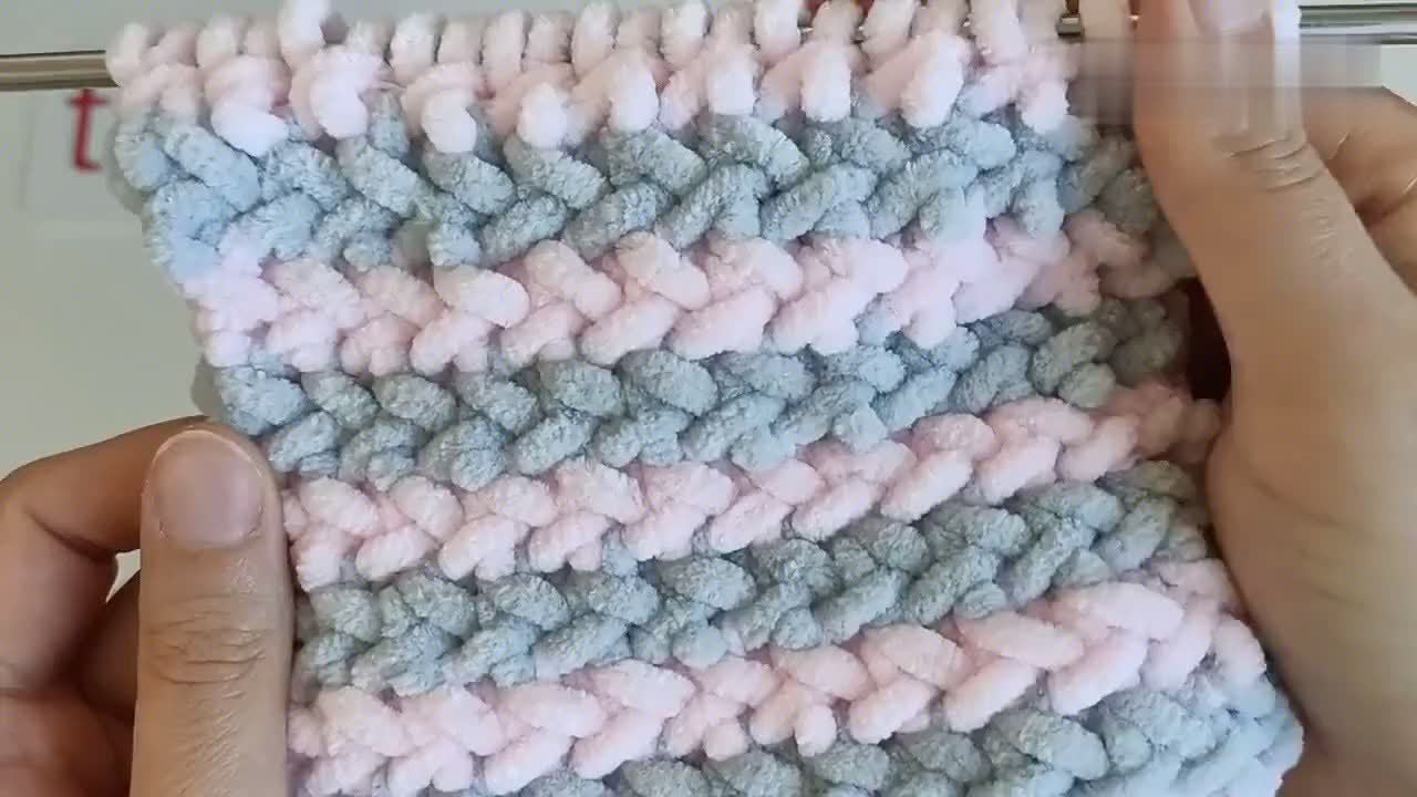 毛线毯子编织视频,粗毛线编织婴儿毛毯,简单新手也能学会