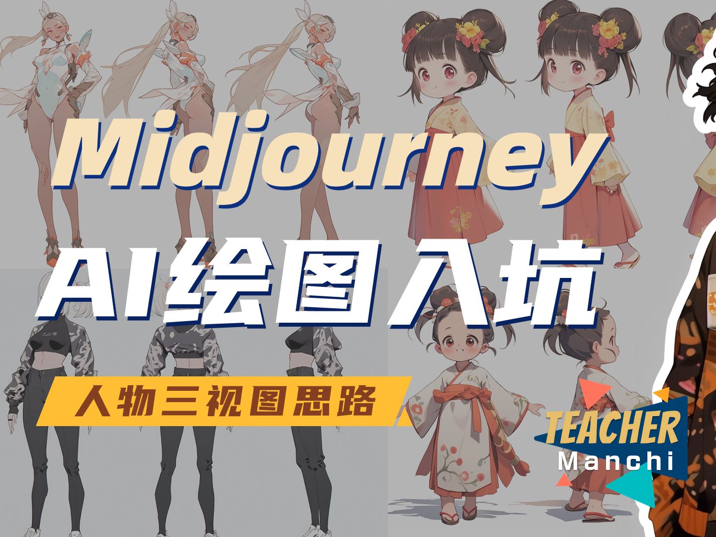 【Midjourney入坑指南】AI生成人物三视图Prompt思路