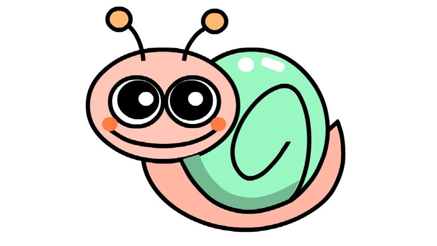 卡通呆萌蜗牛简笔画画法教程教儿童宝宝小学生如何画爬行动物蜗牛