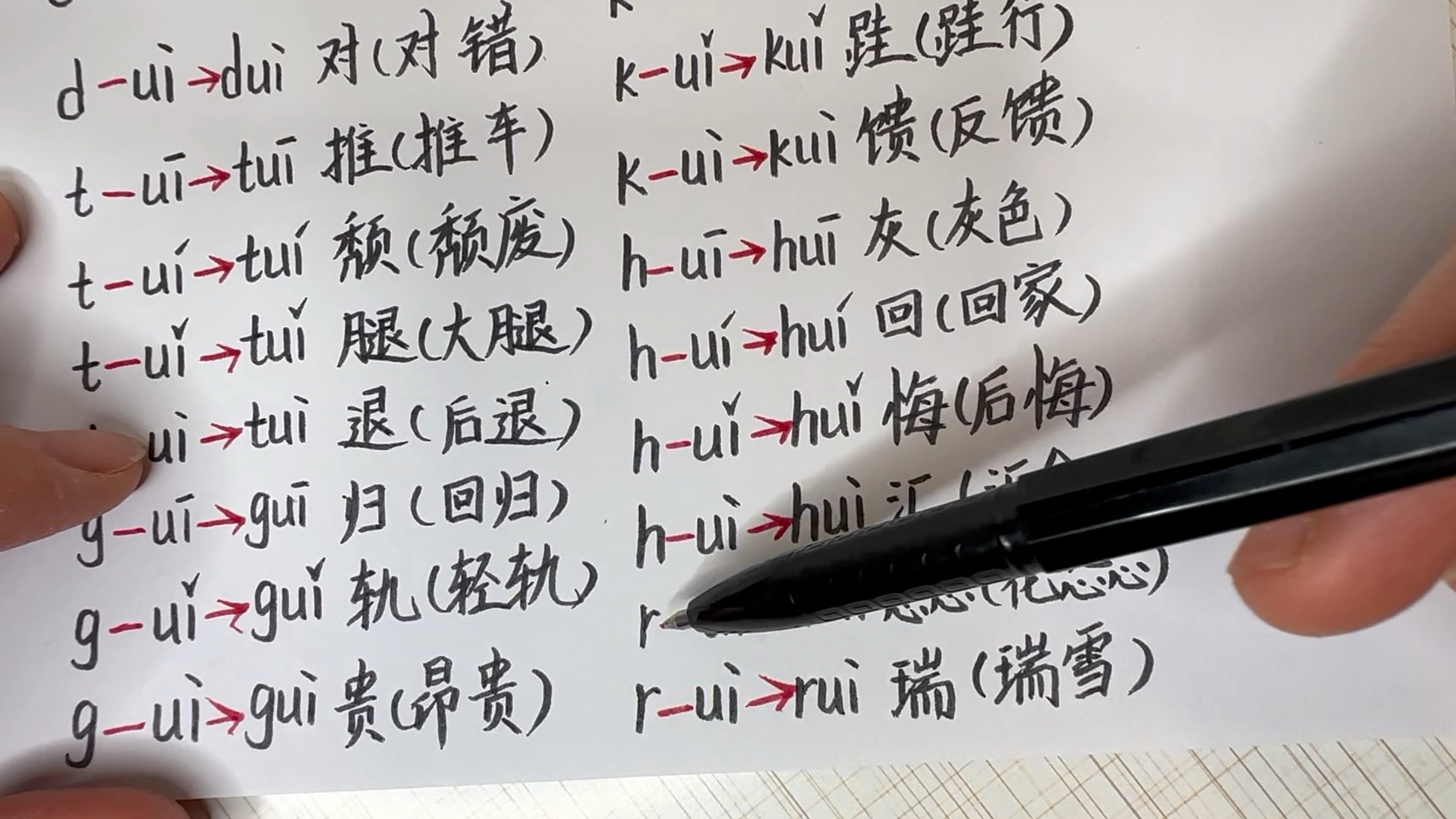 汉语拼音:复韵母 “ui” 读、写、拼