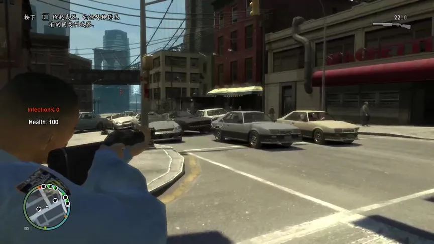 GTA4警察模组,警察业务繁忙,顺带消灭丧尸.