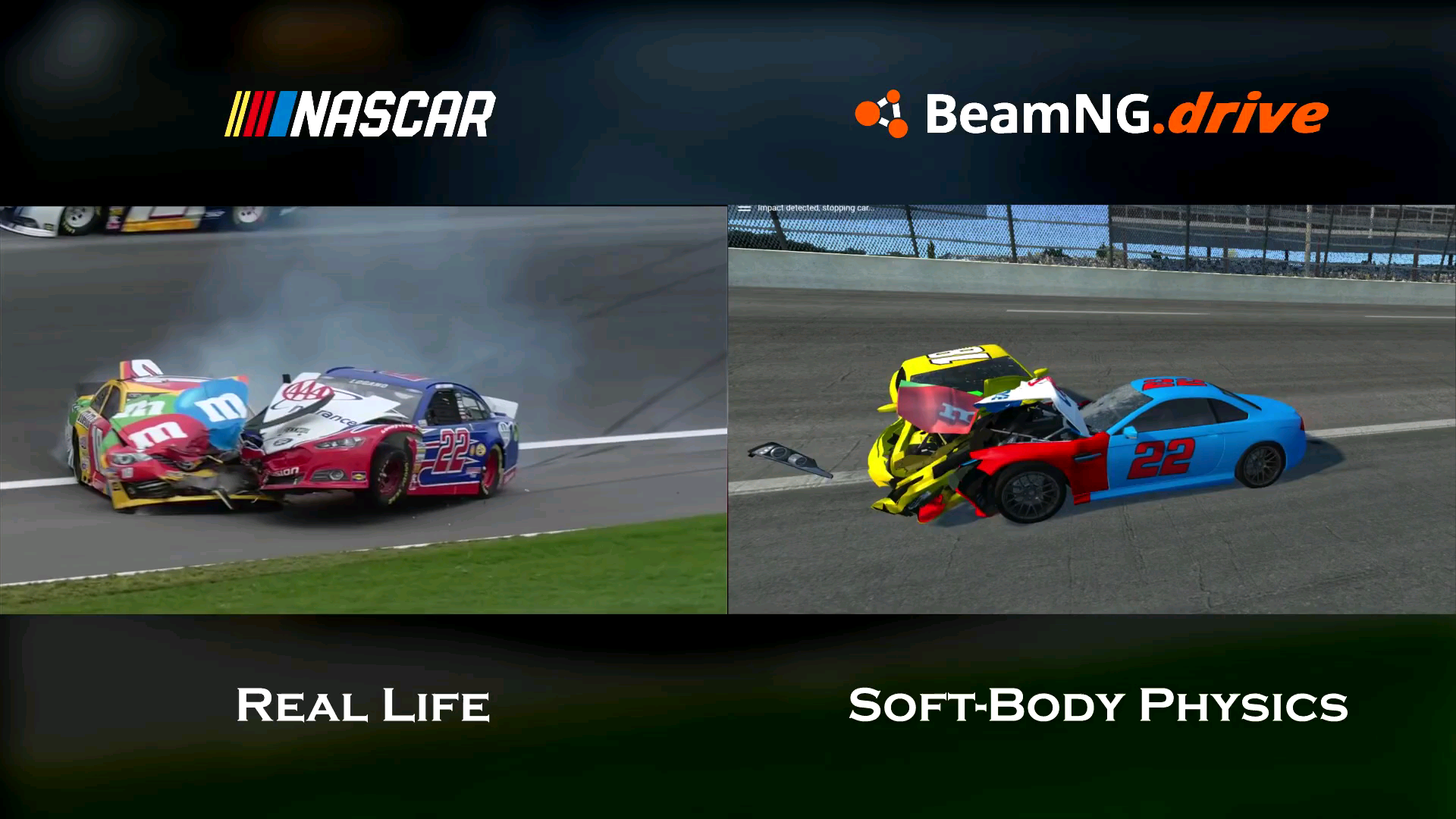 如此情景再现,你会打几分?NASCAR赛车 撞车场景对比 BeamNg vs ...