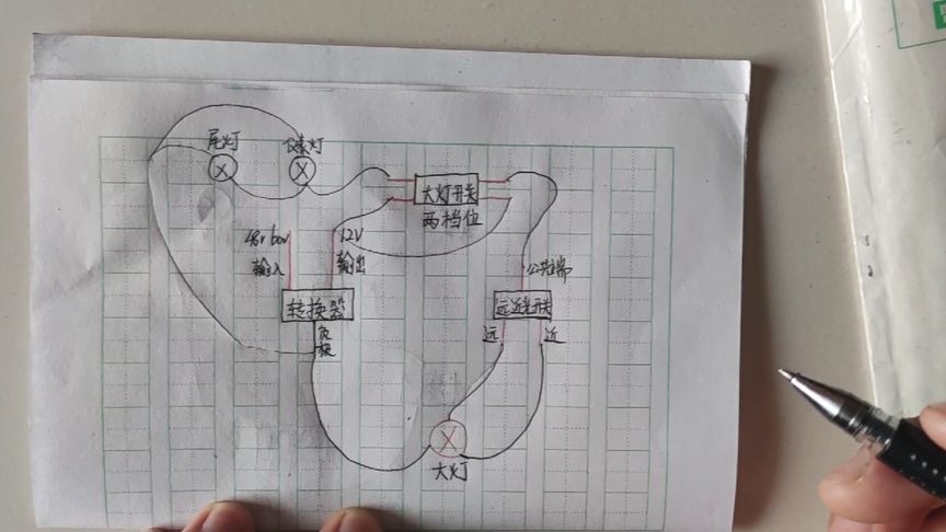 二轮电动车大灯线路走向
