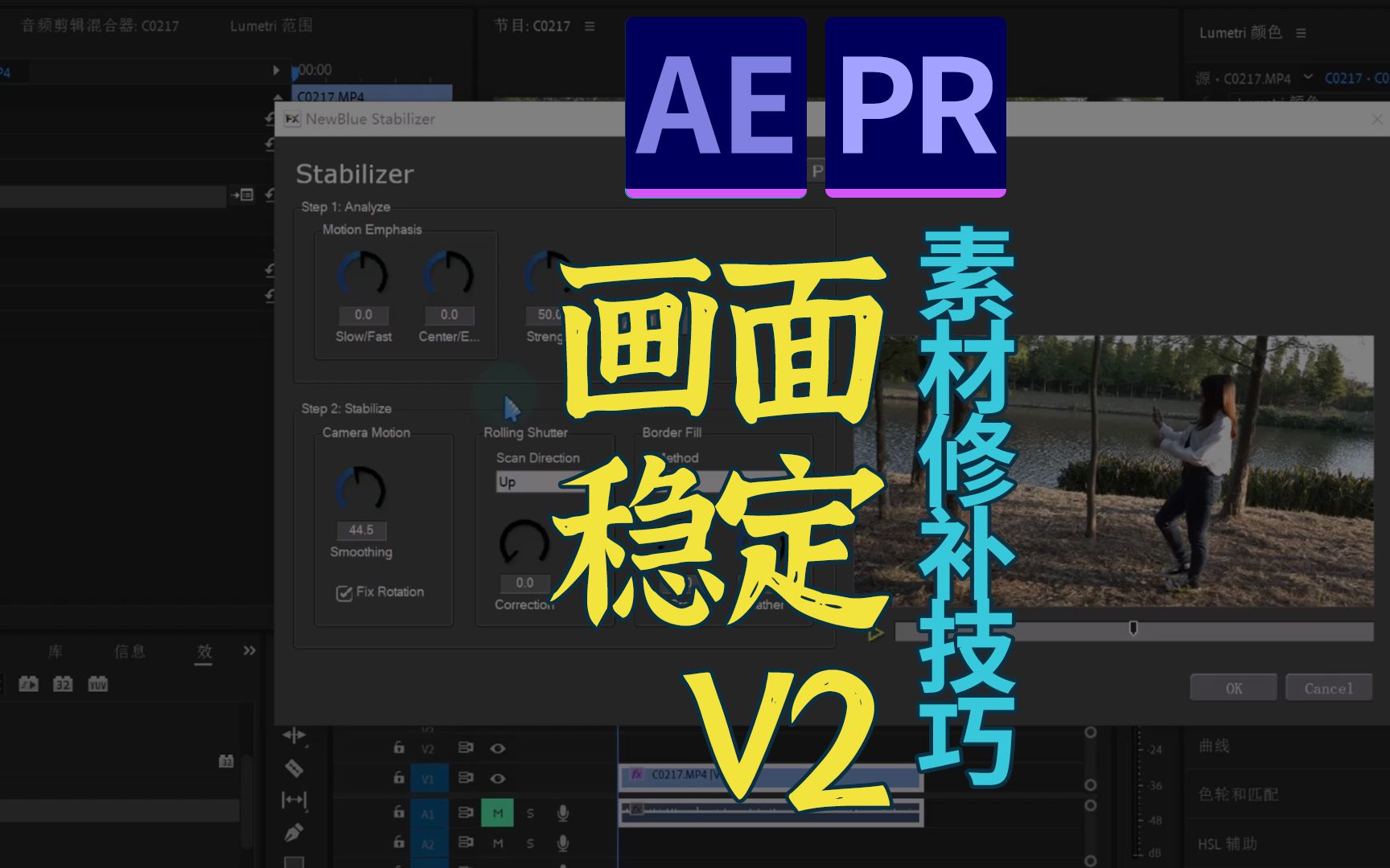 AE或PR使用变形稳定器_ BCC或NewBlue插件稳定