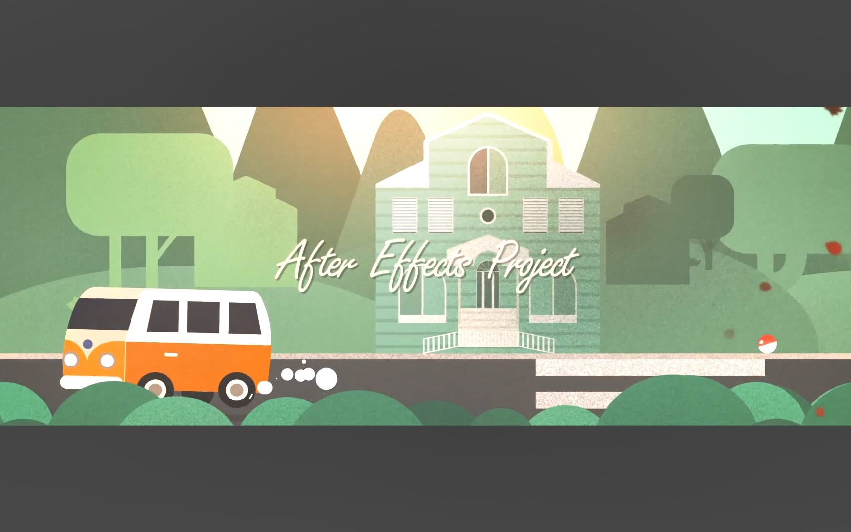 AE模板-卡通扁平化风格的走过春夏秋冬创意模板经历四季变化效果的...