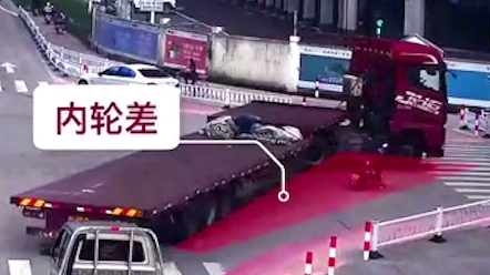 半挂车转弯半径,请回避一下!
