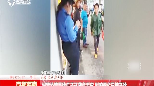 女城管协管员嗑瓜子随意丢壳,影响恶劣已被开除