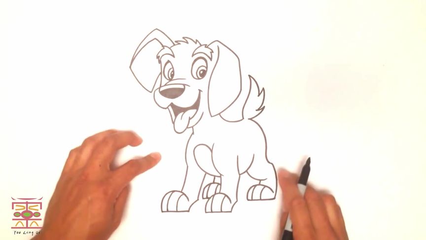 卡通简笔画教学分享:这次来一只全身出镜的狗狗